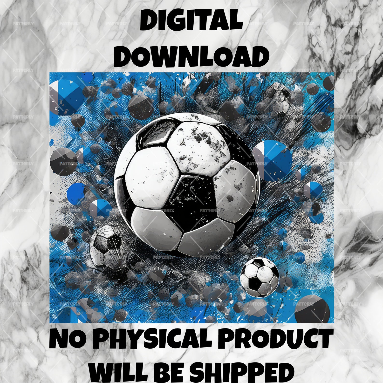 Blue Soccer Ball 20 Oz Skinny Tumbler Sublimation Design, Instant ...