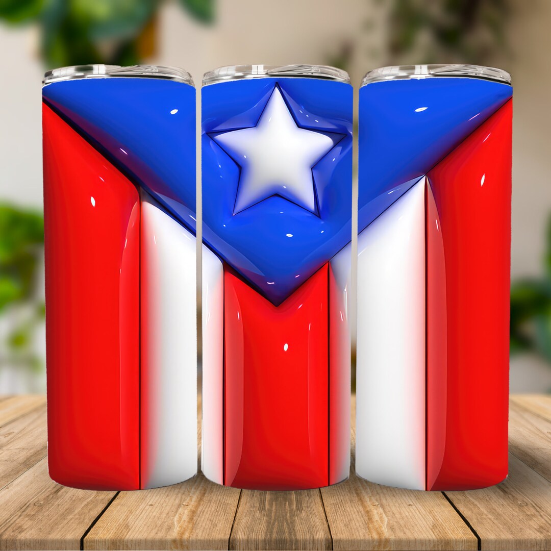 3D Puffy Puerto Rico Flag 20oz Skinny Tumbler Sublimation Design ...