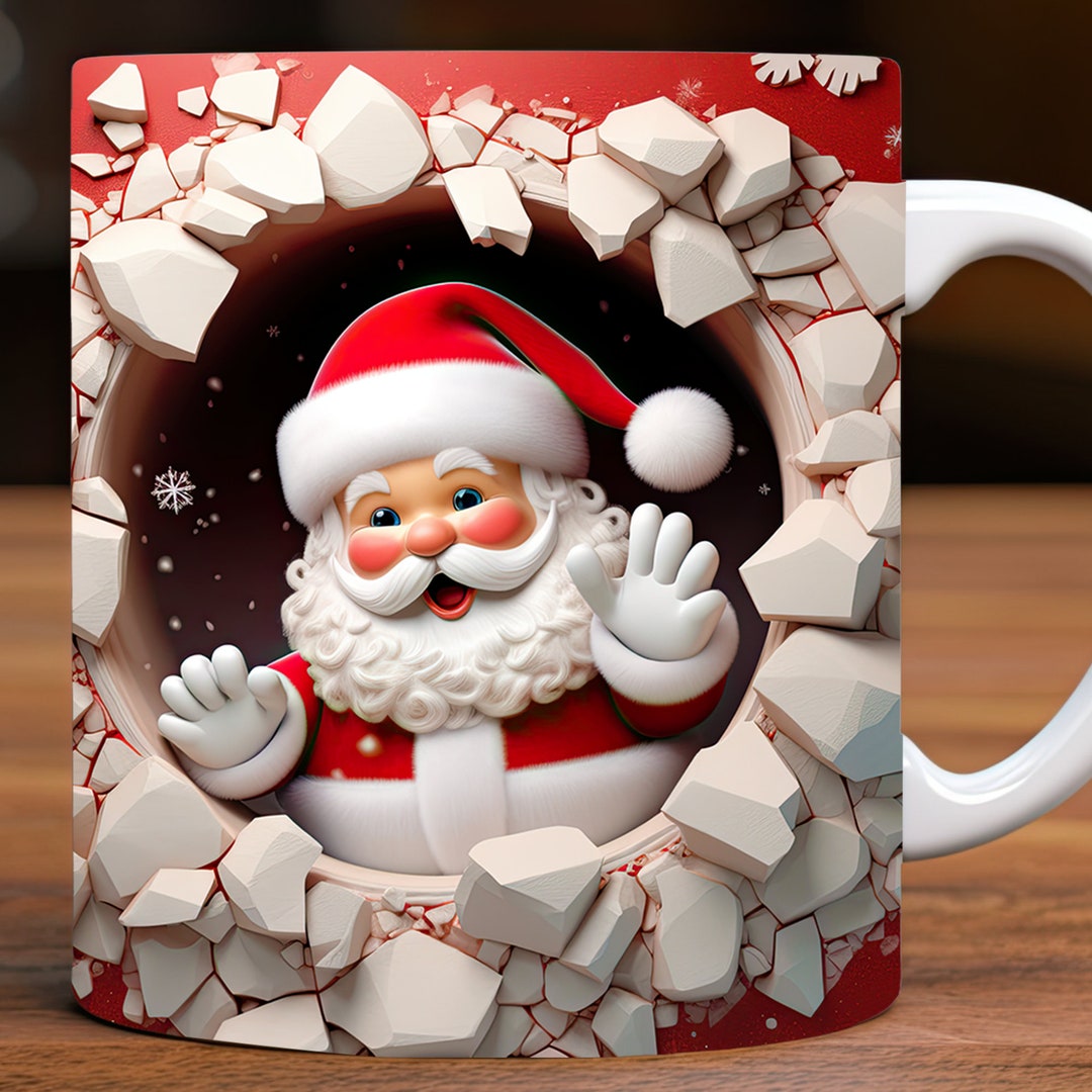 3D Cute Baby Santa Mug Wrap, 11oz and 15oz Mug Design Digital Download ...
