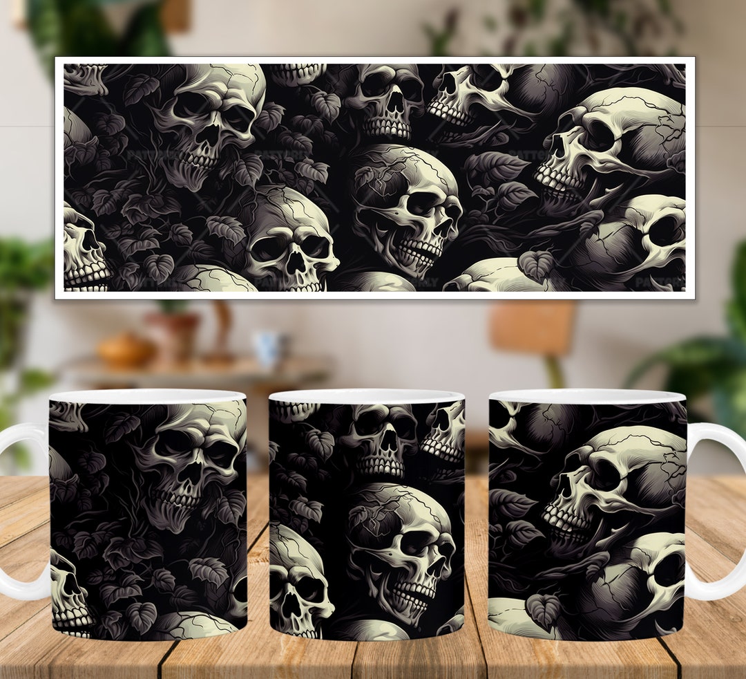 Skulls Mug Wrap, 11oz and 15oz Mug Design Digital Download PNG, Mug ...