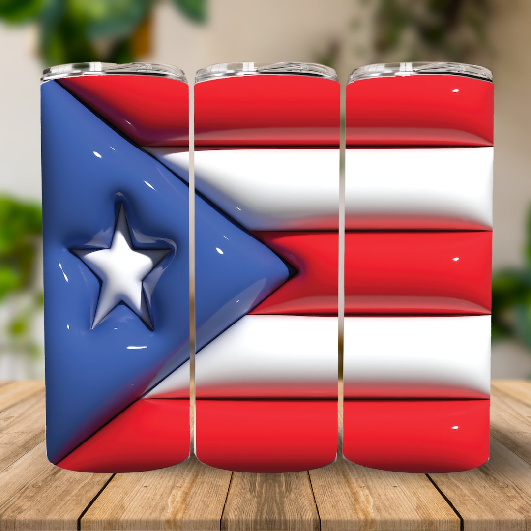 3D Inflated Puerto Rico Flag 20 Oz Skinny Tumbler Sublimation Design ...