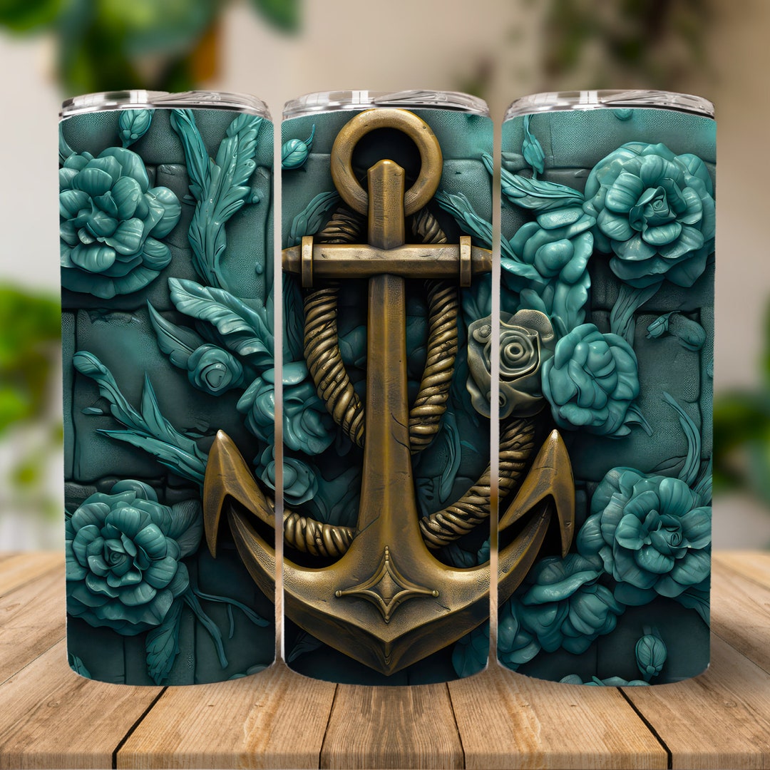 3D Anchor 20 Oz Skinny Tumbler Sublimation Design, Instant Digital ...