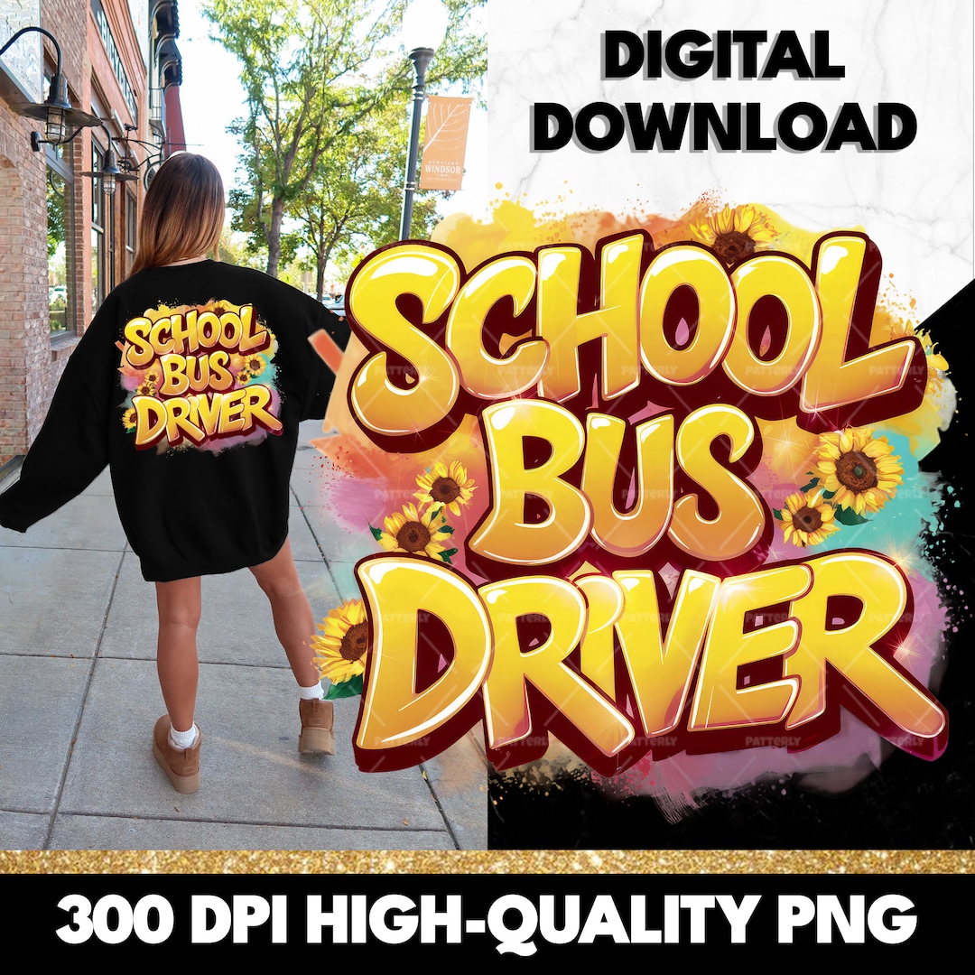 Floral School Bus Driver PNG, School Bus Driver Sublimation Design ...