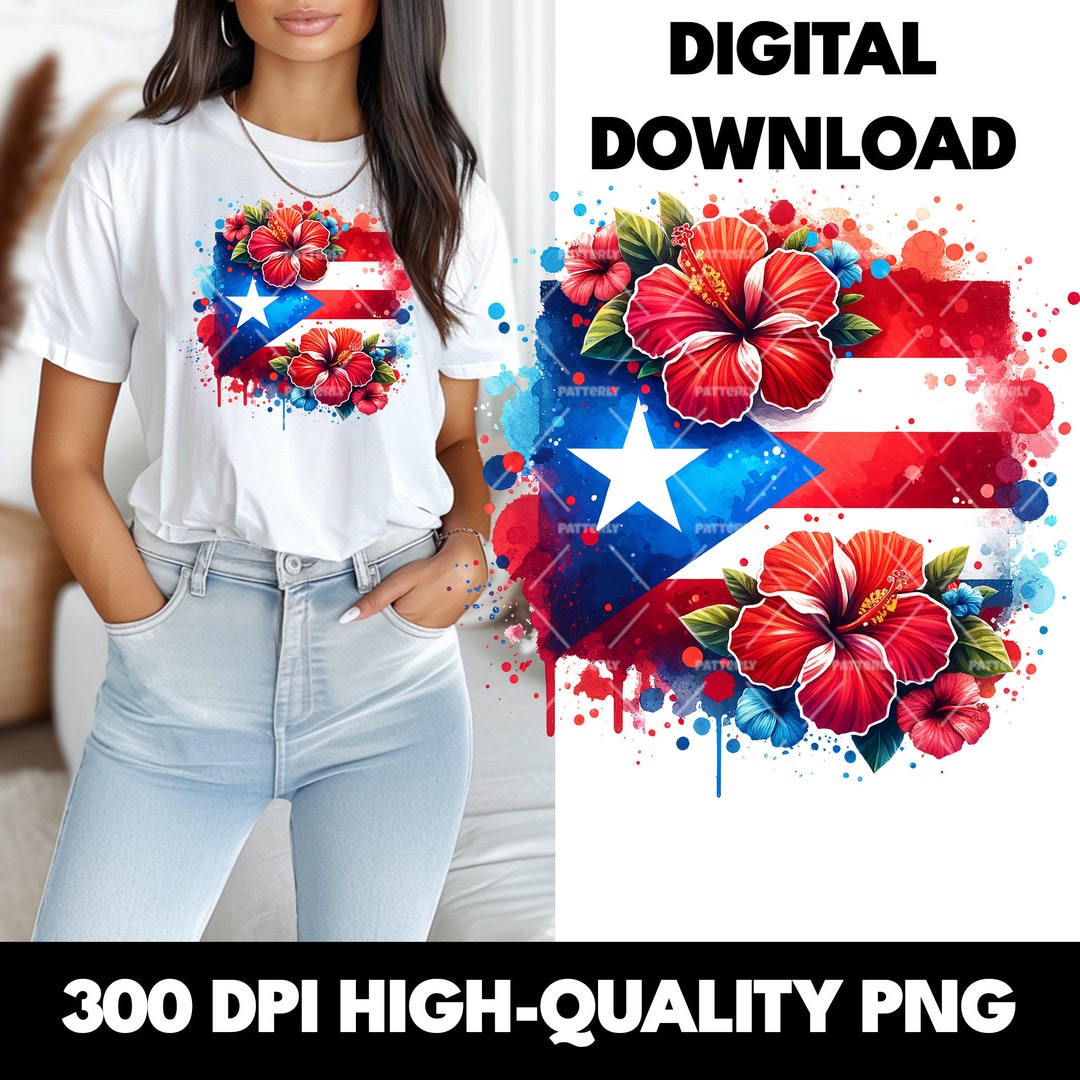 Floral Puerto Rico PNG, Clipart Shirt Sublimation Design, Download PNG ...