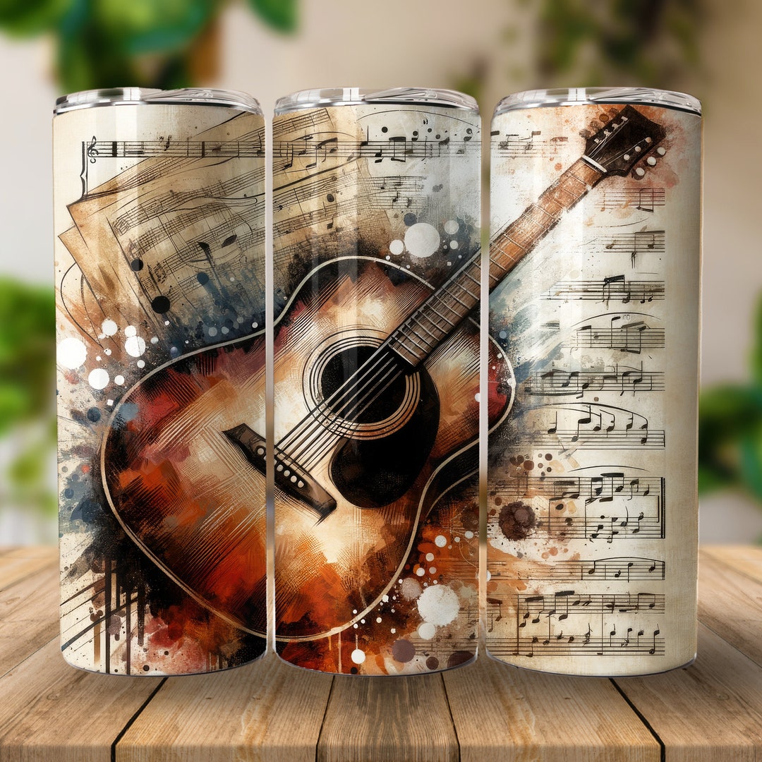 Musical Guitar 20 Oz Straight Tumbler Sublimation Design Digital ...