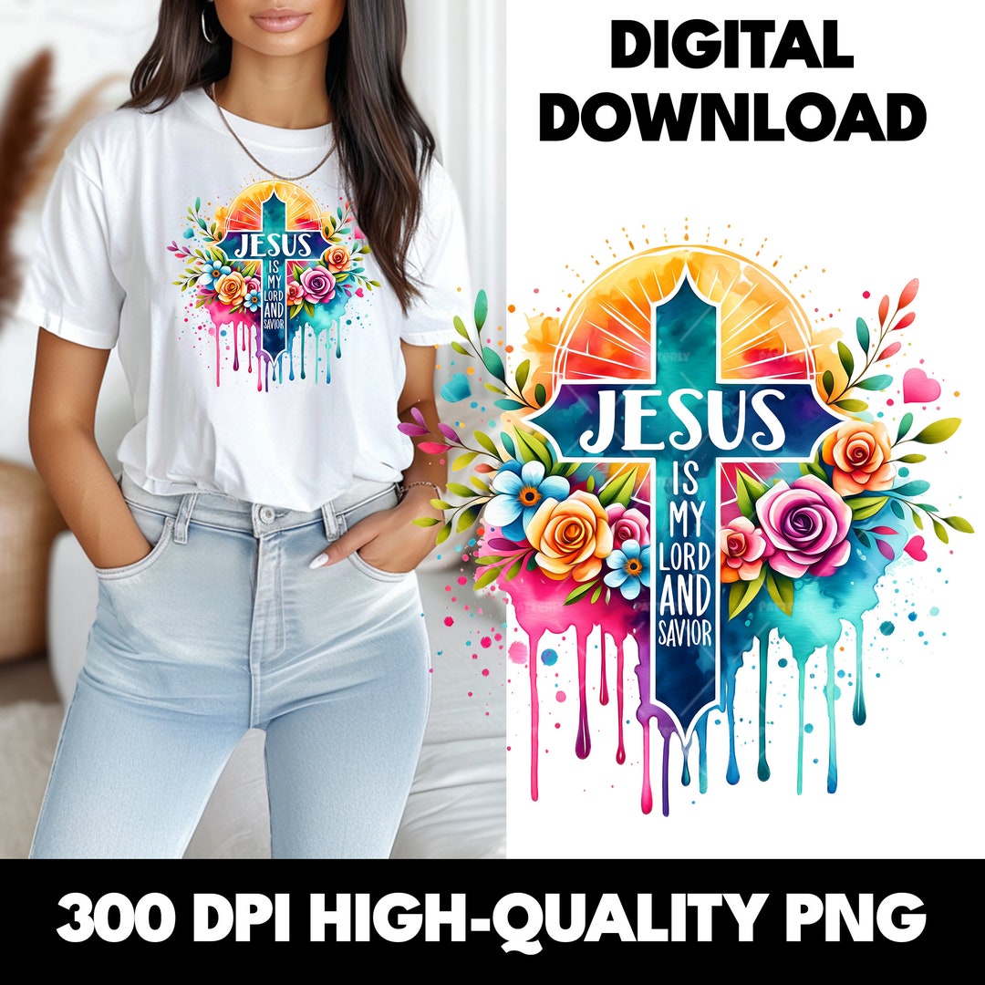 Floral Jesus PNG, Clipart Shirt Sublimation Design, Download PNG ...