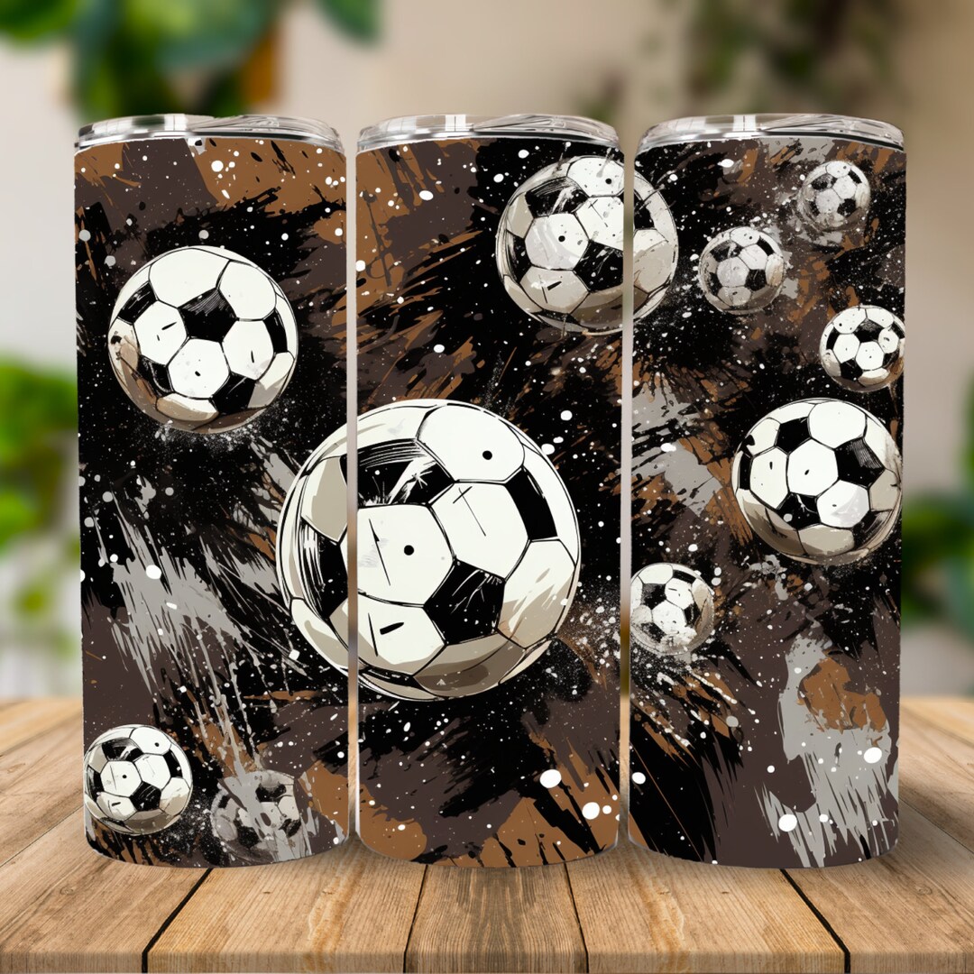 Brown Soccer Ball Wrap 20 Oz Skinny Tumbler Sublimation Design, Instant ...