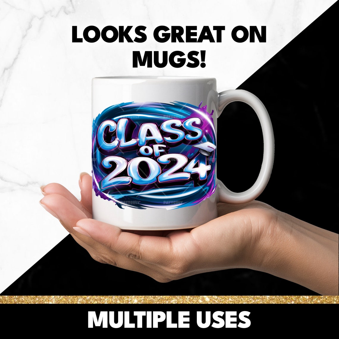 Blue Purple Senior PNG, Class of 2024 Sublimation Design, Senior ...