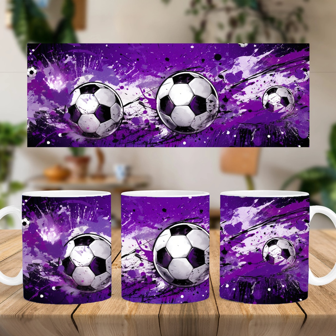 Purple Soccer Ball Mug Wrap, 11oz and 15oz Mug Design Digital Download ...