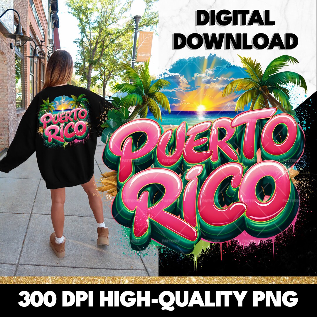 Tropical Puerto Rico PNG, Boricua Sublimation Design, Graffiti Puerto ...