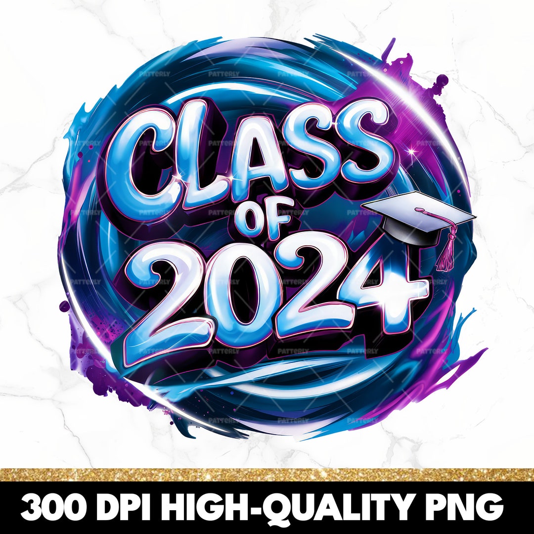 Blue Purple Senior PNG, Class of 2024 Sublimation Design, Senior ...