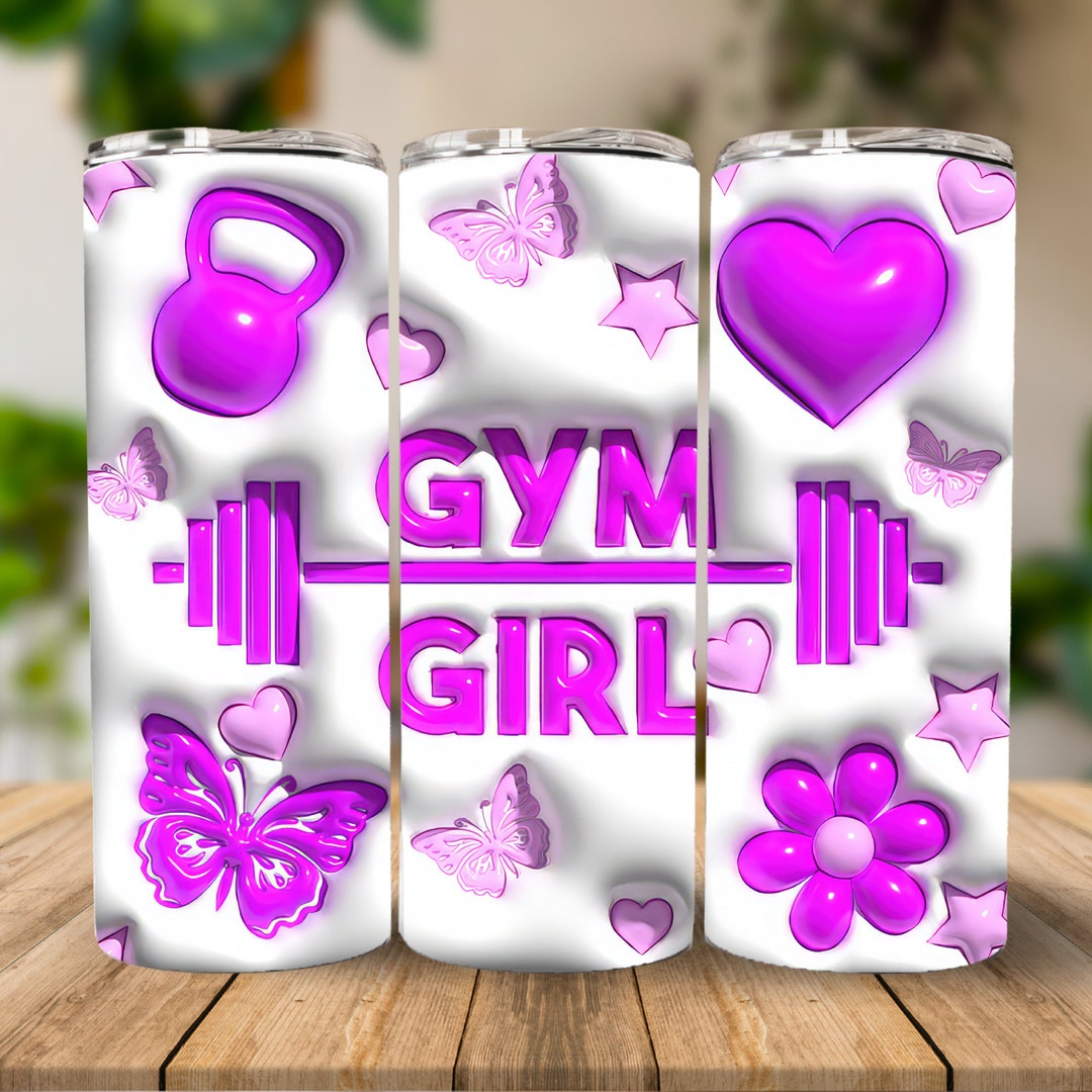 3D Puffy Inflated GYM 20oz Skinny Tumbler Sublimation Design, Instant ...