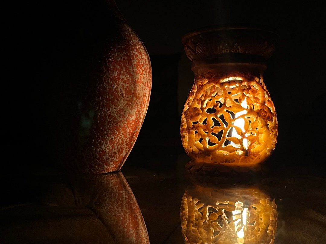 Soapstone Aroma/essential Oil Diffuser Leaf/flower Pattern - Etsy