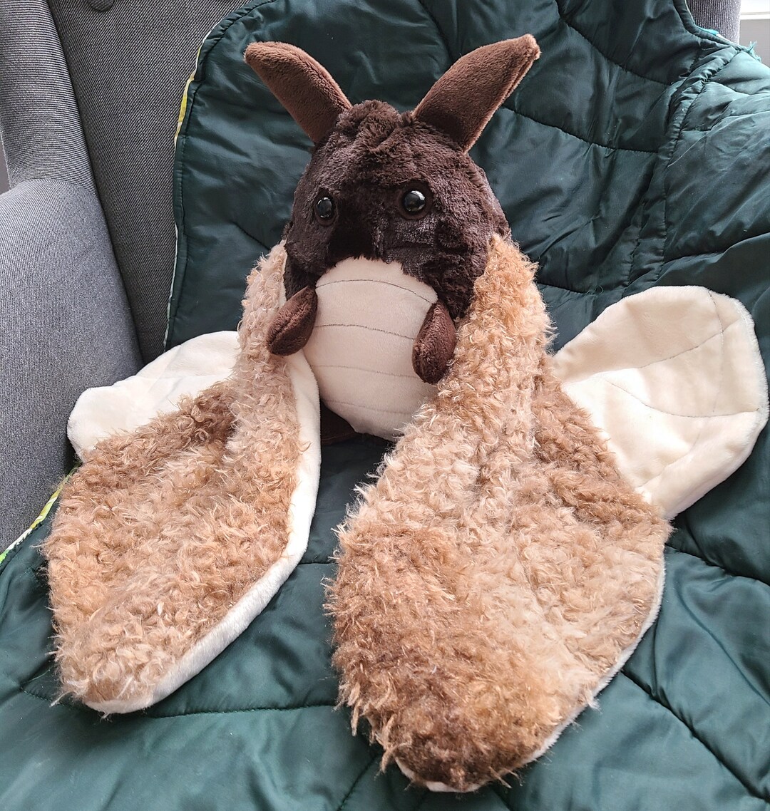 2lb Weighted Plush Leucistic Deaths Head Hawkmoth | Soft Sculpture Moth ...