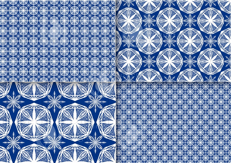Moroccan Mosaics Digital Paper, Blue, Digital Scrapbook Paper, Digital ...