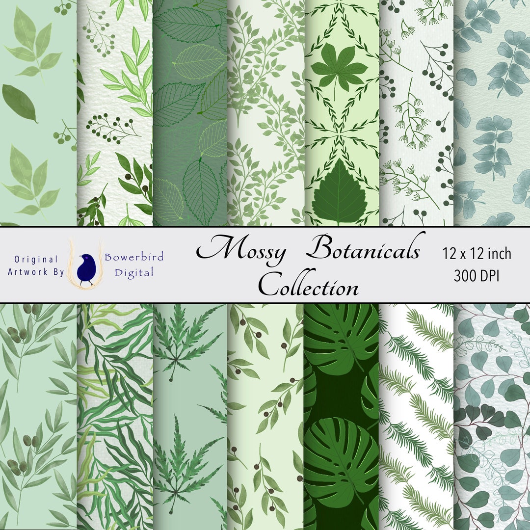 Botanical Digital Paper, Digital Scrapbook Paper, Digital Junk Journal ...