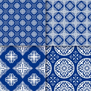Moroccan Mosaics Digital Paper, Blue, Digital Scrapbook Paper, Digital ...