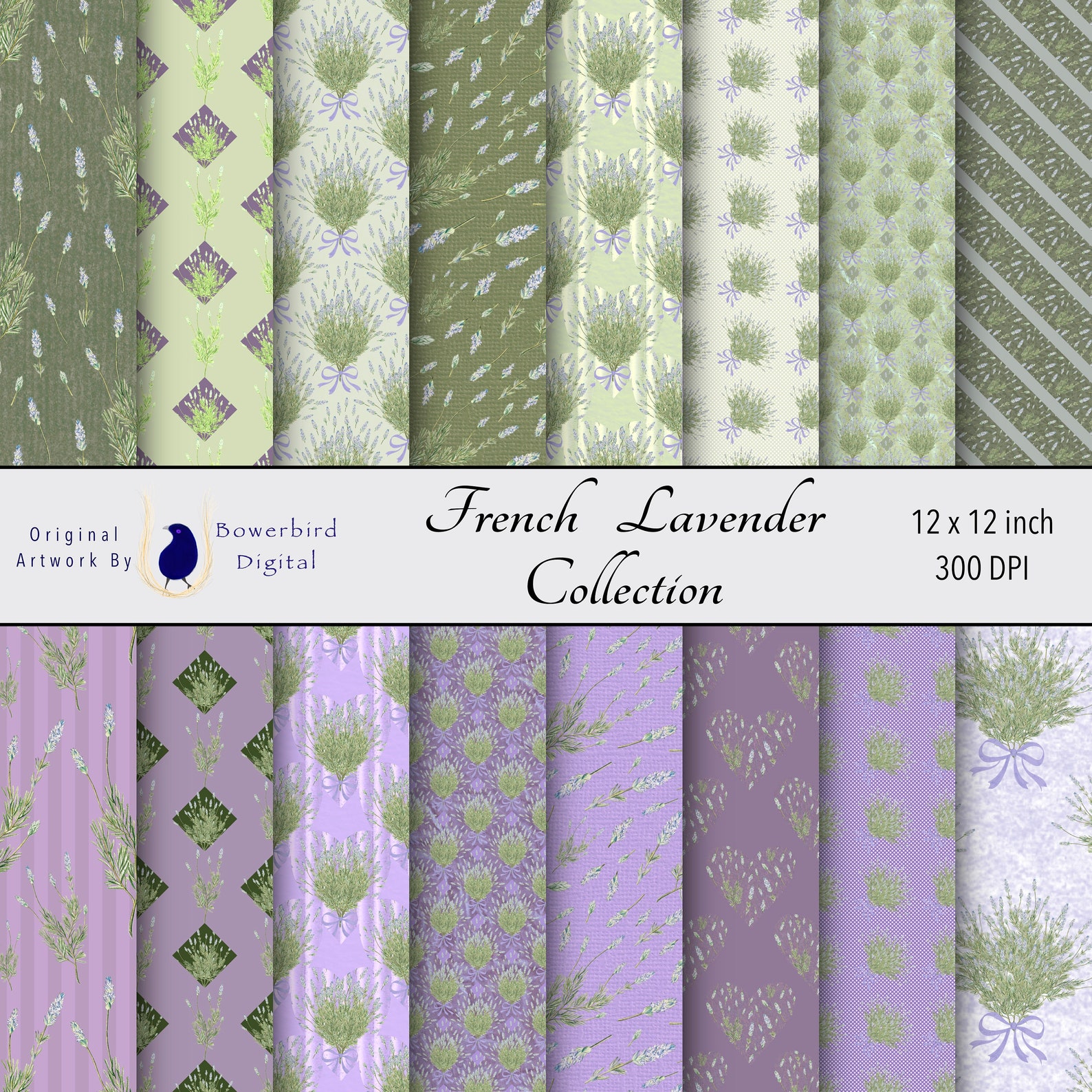 French Lavender Digital Paper, Digital Scrapbook Paper, Digital Junk ...