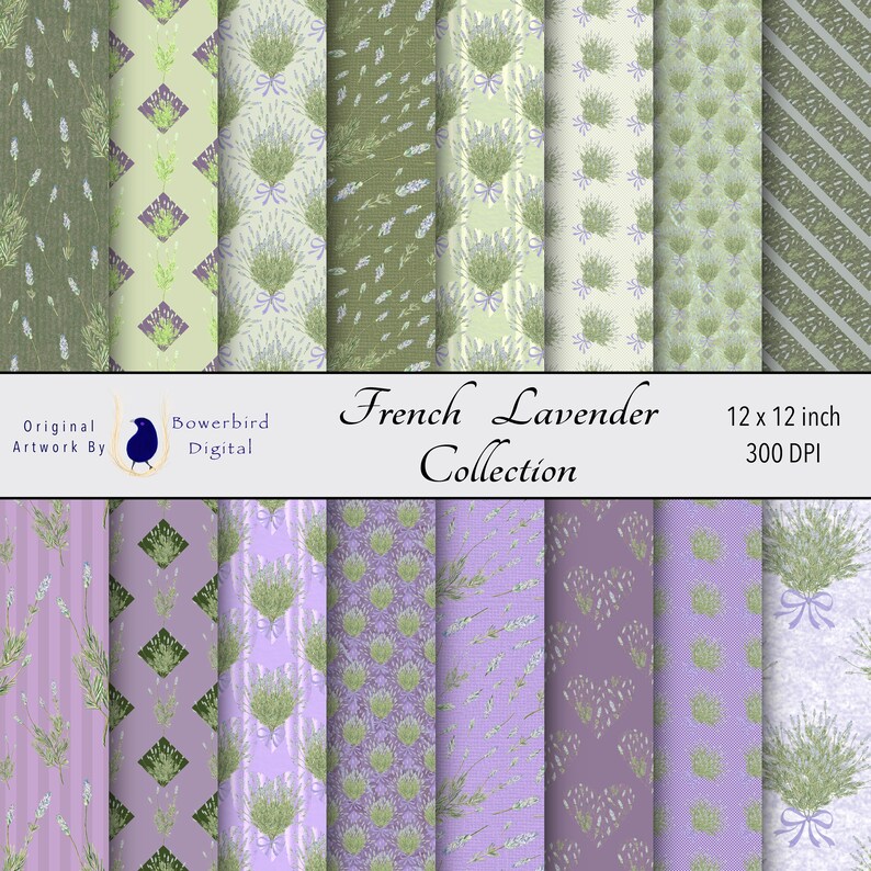French Lavender Digital Paper, Digital Scrapbook Paper, Digital Junk ...