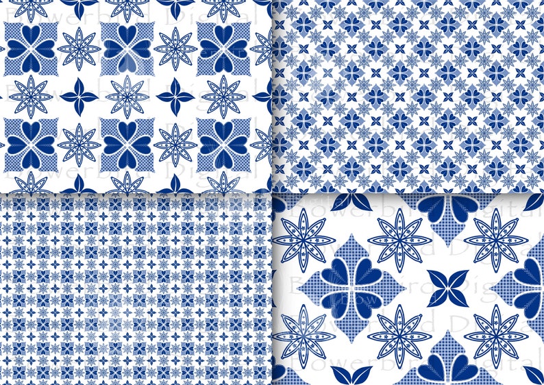 Moroccan Mosaics Digital Paper, Blue, Digital Scrapbook Paper, Digital ...