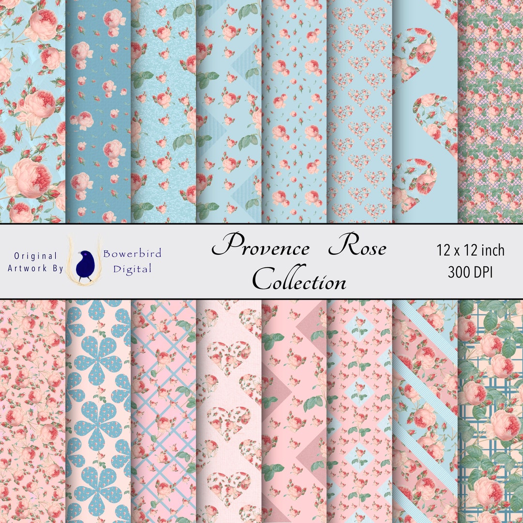 Provence Rose Digital Paper, Digital Scrapbook Paper, Digital Junk ...