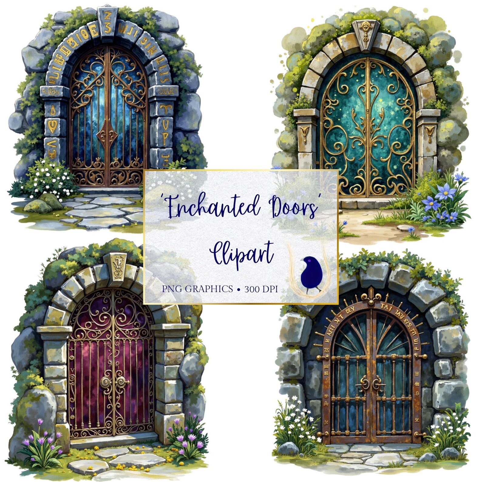 Enchanted Doors Clipart, PNG, Gothic Doors, Scrapbooking, Gothic ...