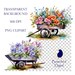 Rustic Wheelbarrow Flower Clipart, Transparent PNG, Cottagecore Art ...