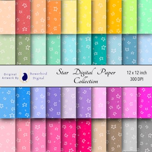 Star Digital Paper, Star Paper, Digital Scrapbook Paper, Digital Junk ...