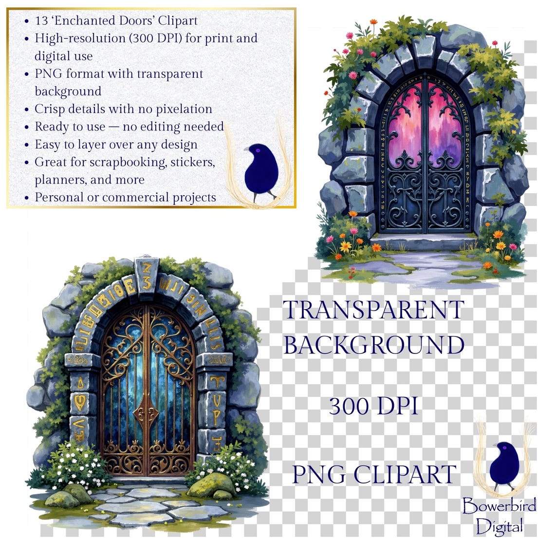 Enchanted Doors Clipart, PNG, Gothic Doors, Scrapbooking, Gothic ...