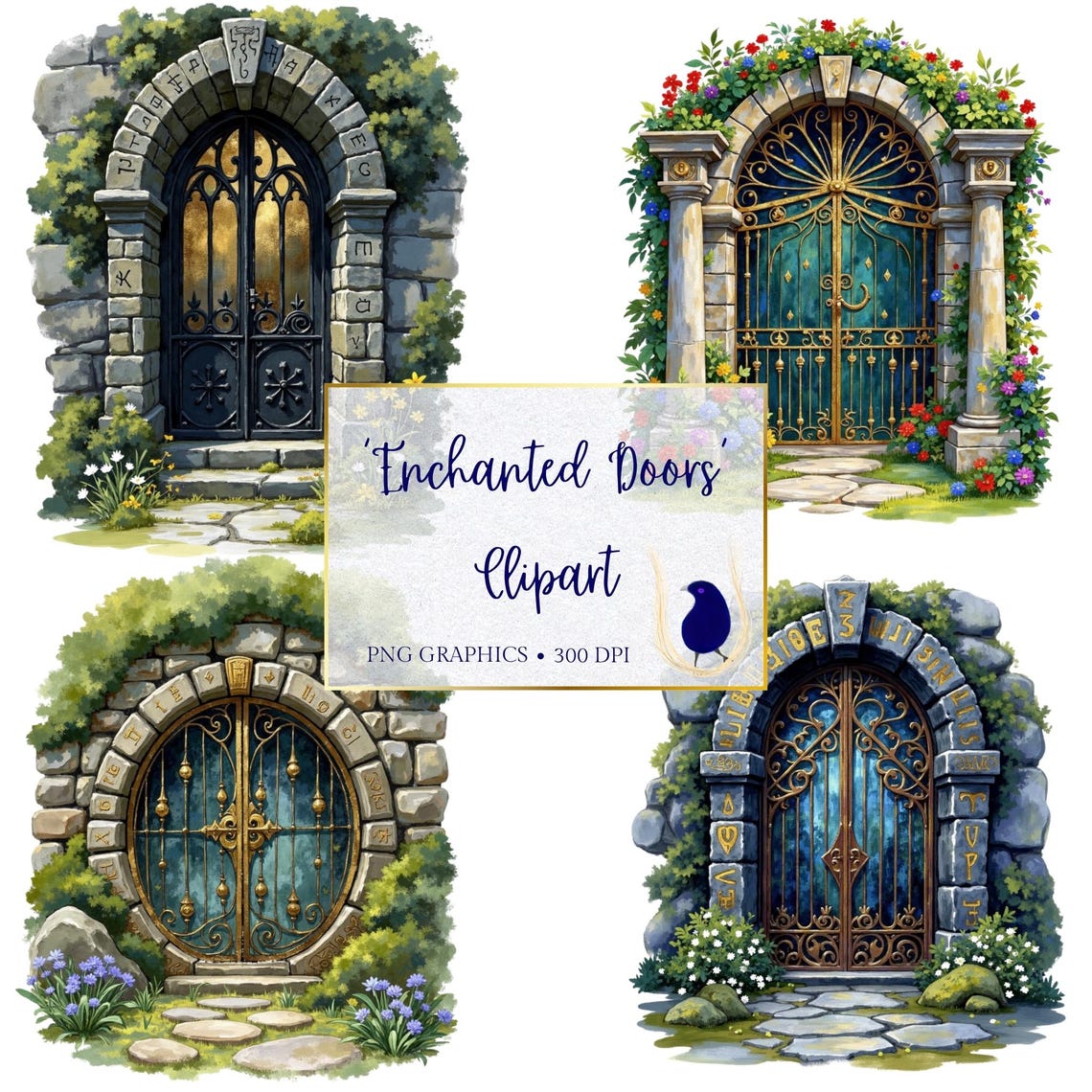 Enchanted Doors Clipart, PNG, Gothic Doors, Scrapbooking, Gothic ...
