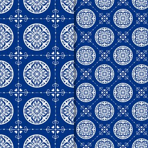 Moroccan Mosaics Digital Paper, Blue, Digital Scrapbook Paper, Digital ...