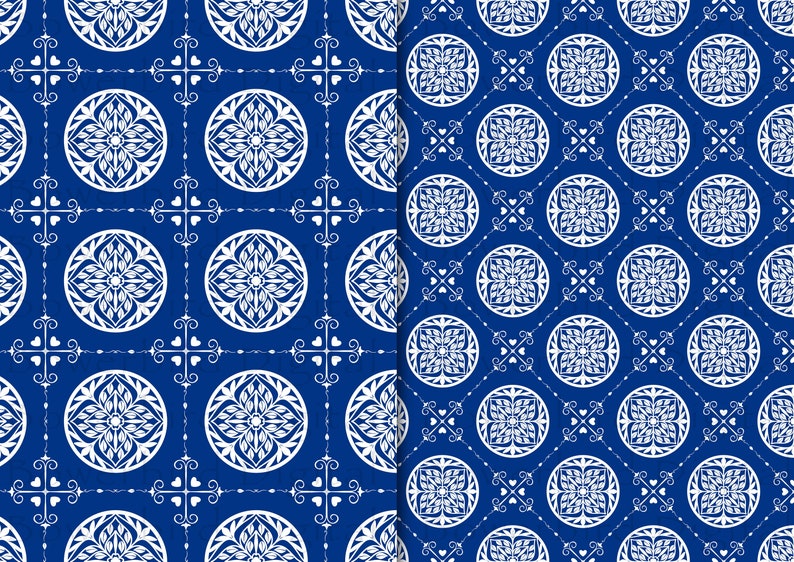 Moroccan Mosaics Digital Paper, Blue, Digital Scrapbook Paper, Digital ...