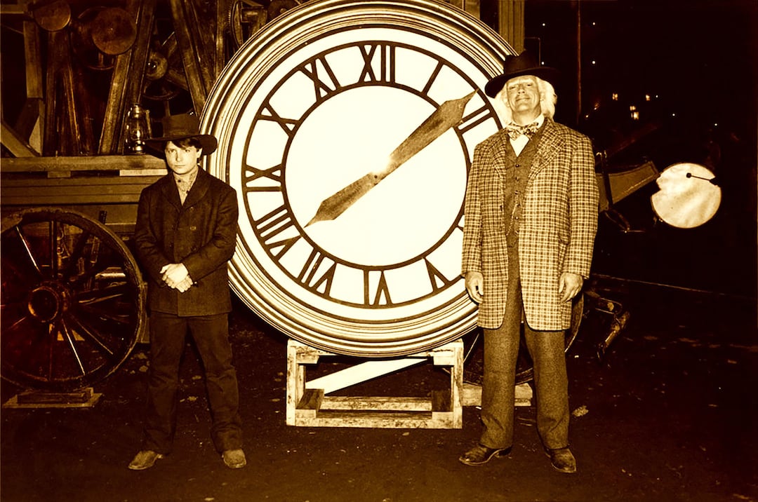 Back to the Future 3 Marty & Doc Pose by Clock Tower Clock 1885 Movie ...