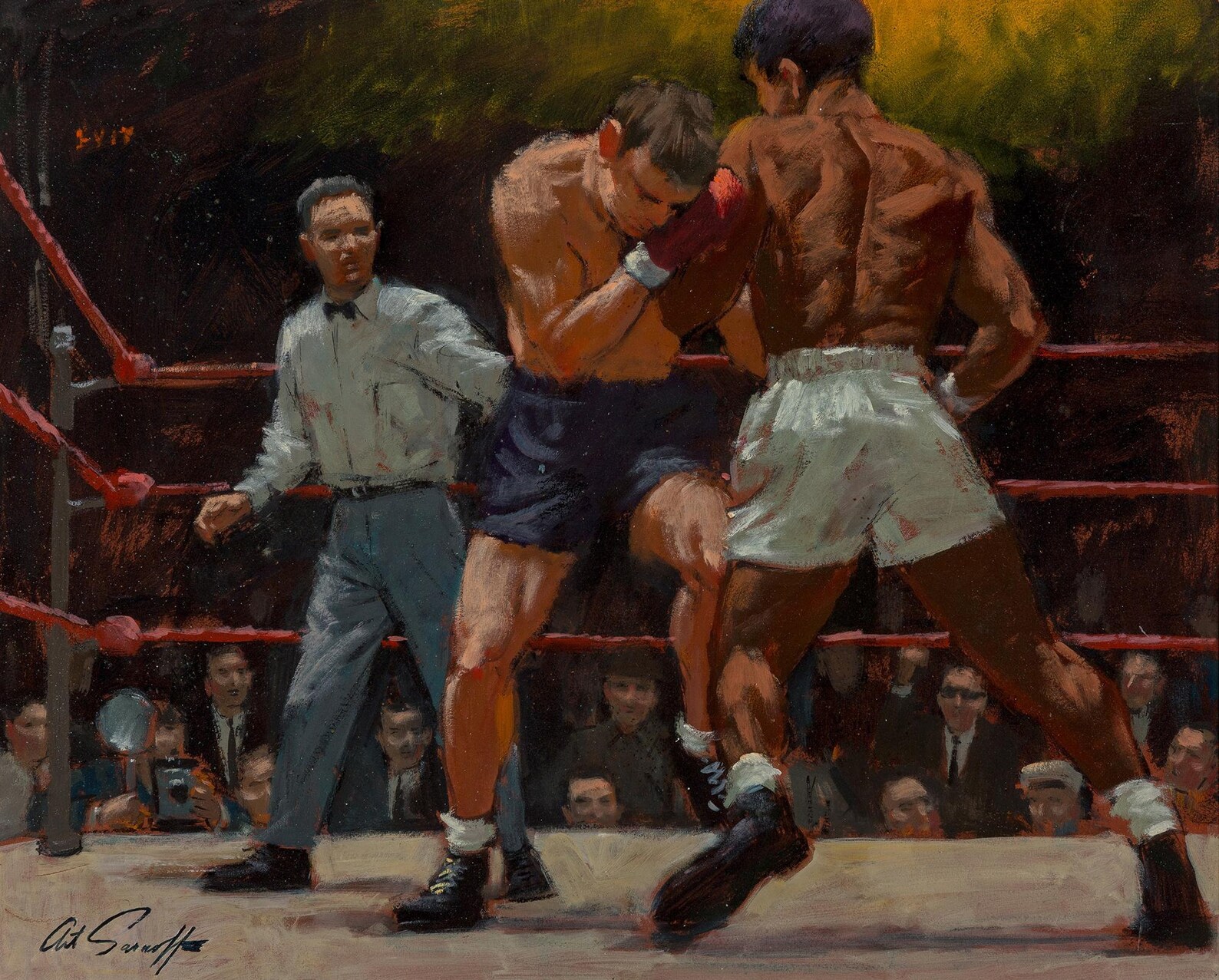 Arthur Sarnoff - Clinch 1940s Boxing Match - 17" X 22" Fine Art Print ...
