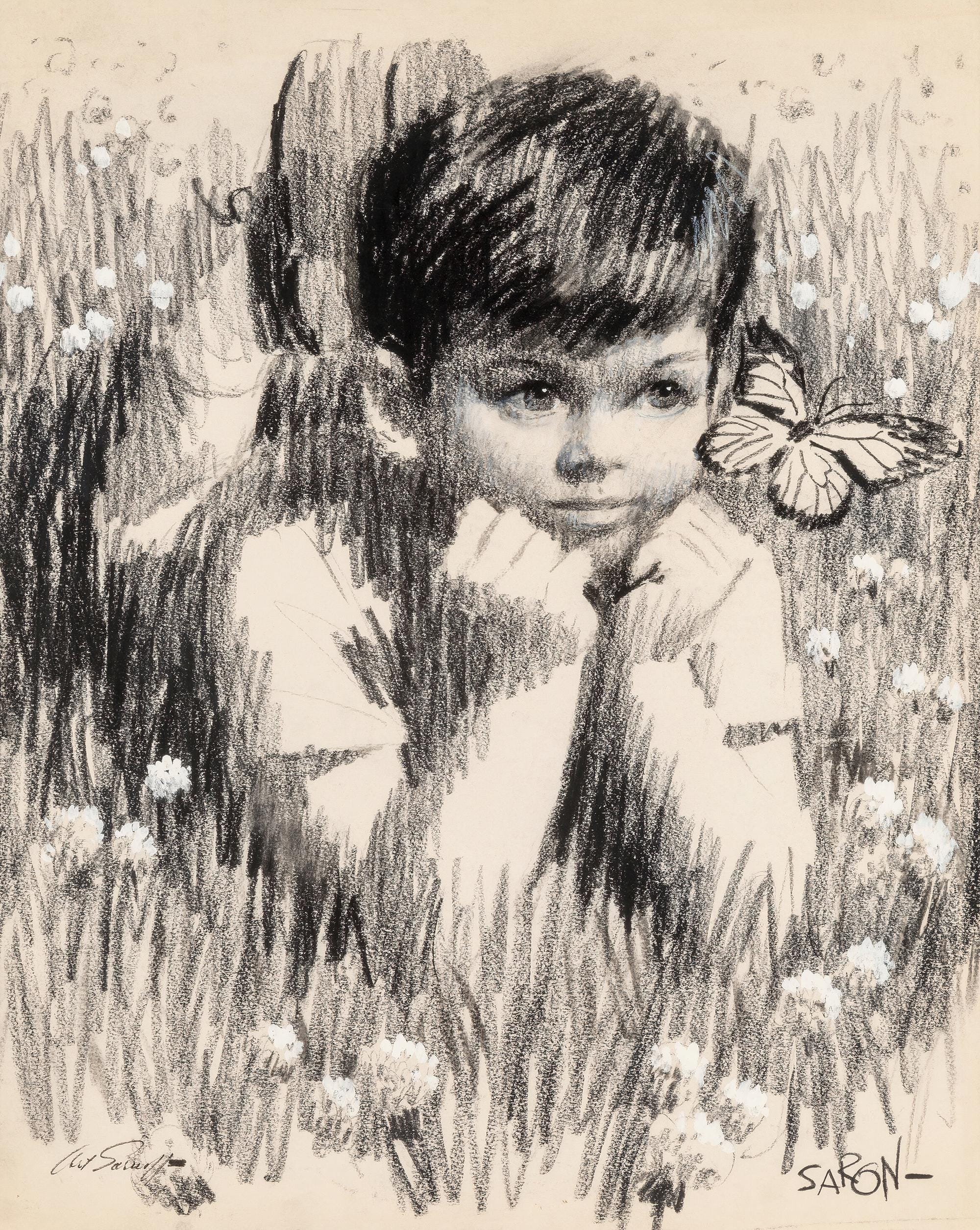Arthur Saron Sarnoff - Little Boy in the Grass With Butterfly (1940s ...