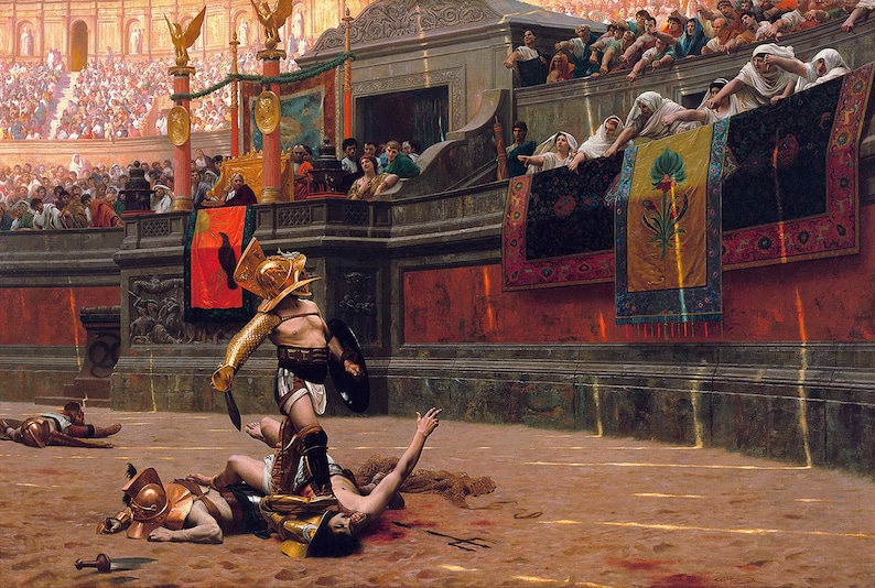 Jean Leon Gerome - Pollice Verso Gladiator Colliseum (1872) Colosseum ...