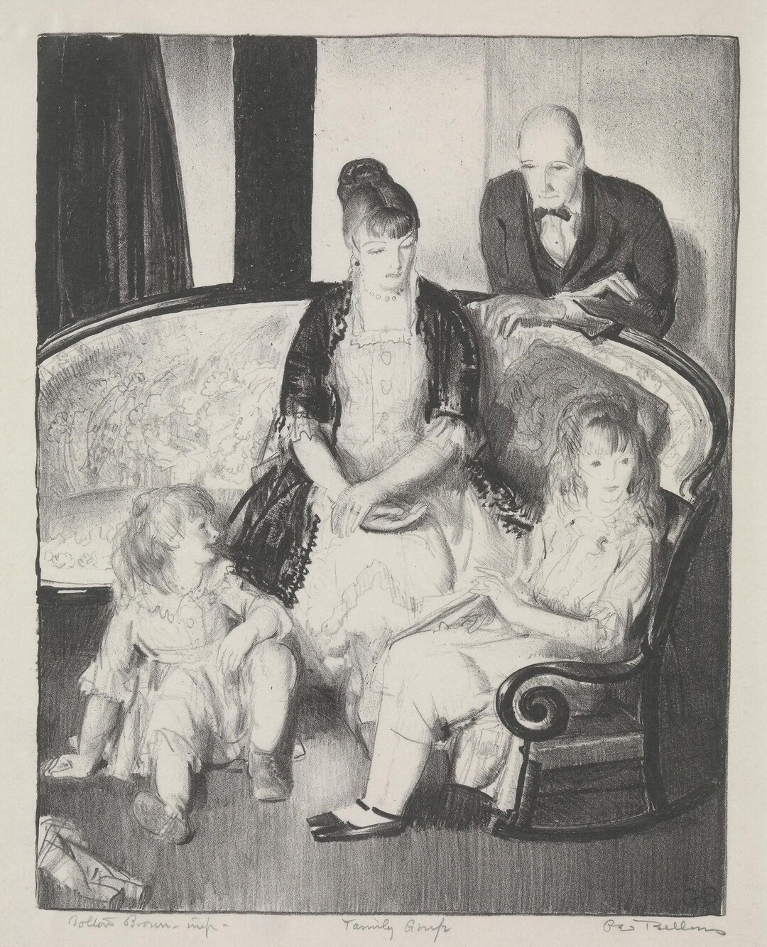 George Bellows - My Family, Second Stone (1921) - 17" X 22" Fine Art ...