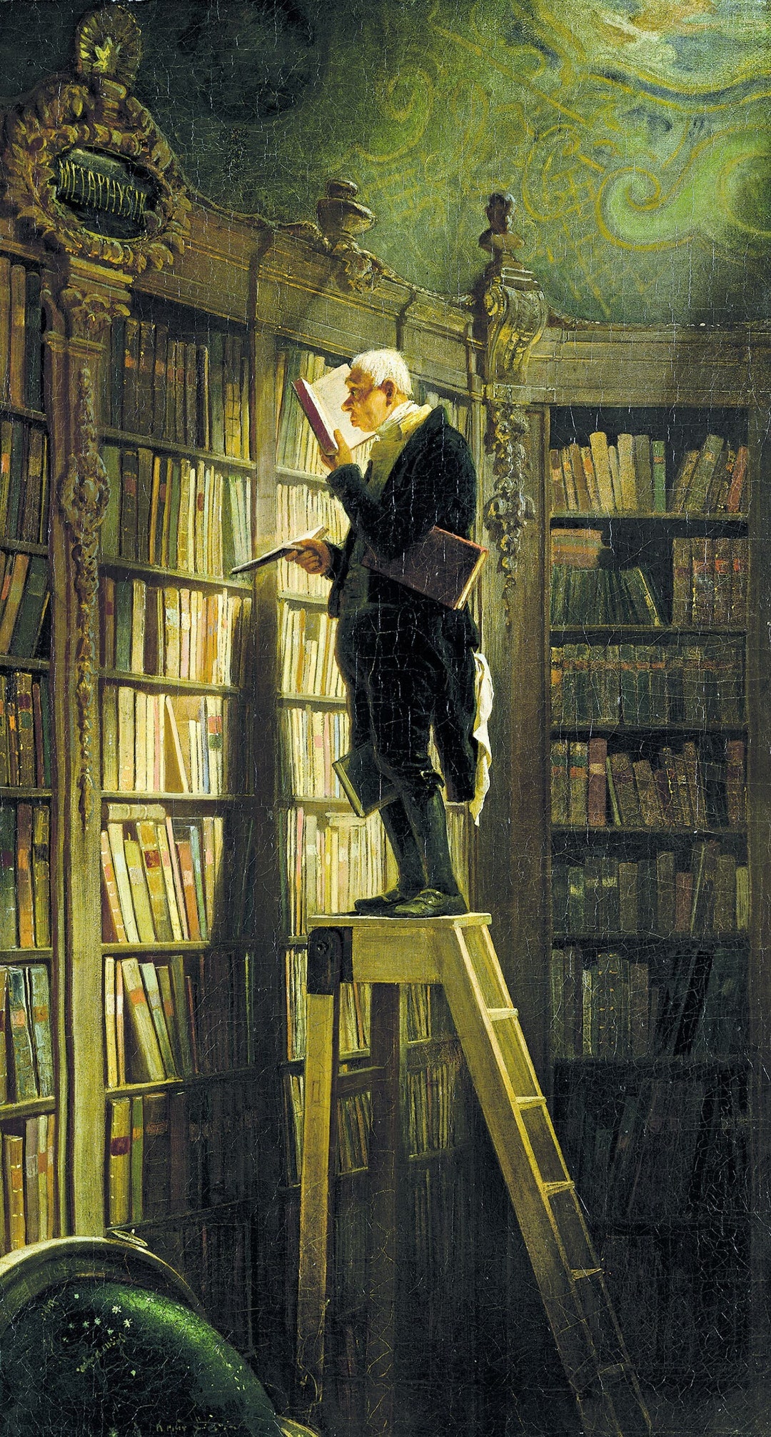 Carl Spitzweg - the Bookworm (1850) Library Ladder - 17" X 22" Fine Art Print - Etsy