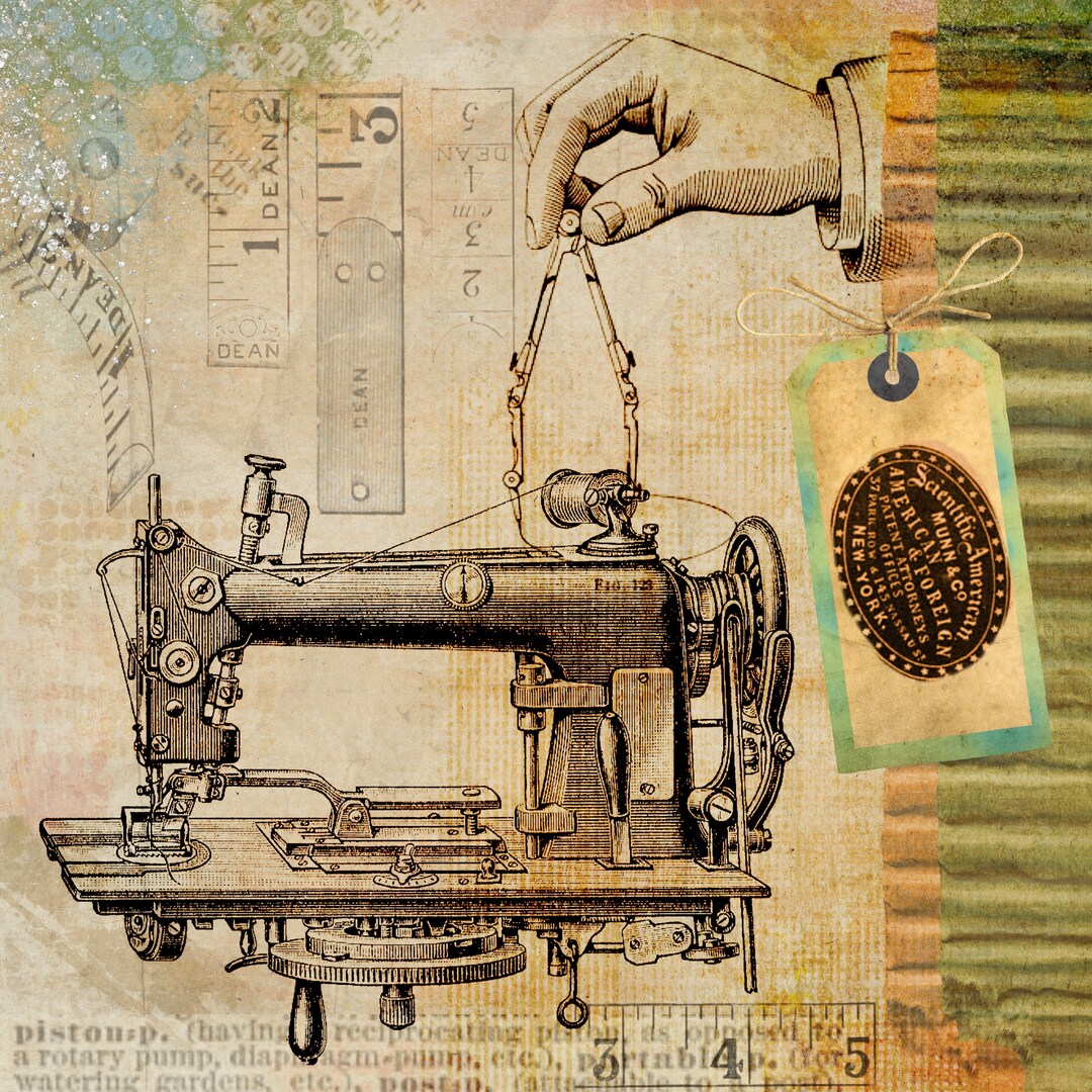 Vintage Sewing Machine Steampunk Invention Patent - 17" X 22" Fine Art ...