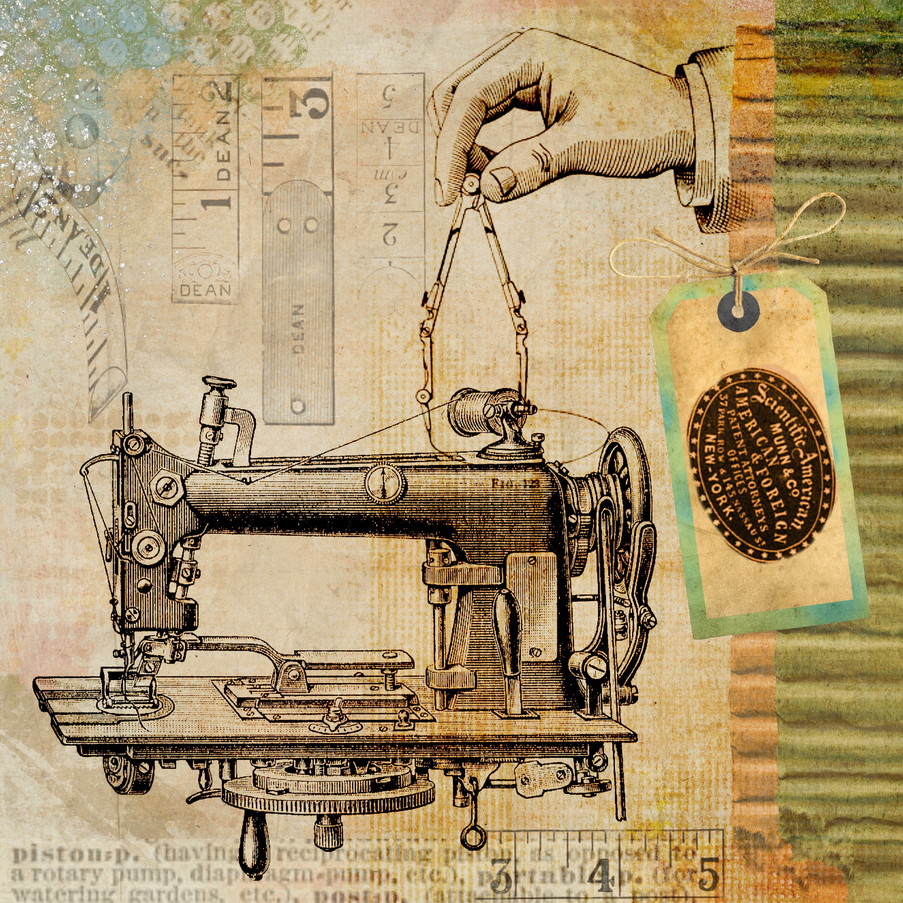 Vintage Sewing Machine Steampunk Invention Patent - 17" X 22" Fine Art ...