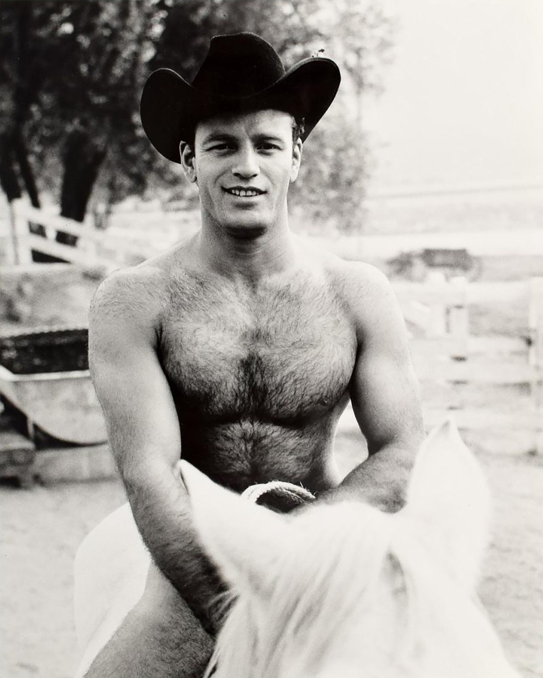 Bruce of LA - Vintage Gay Cowboy Riding White Horse Shirtless ...