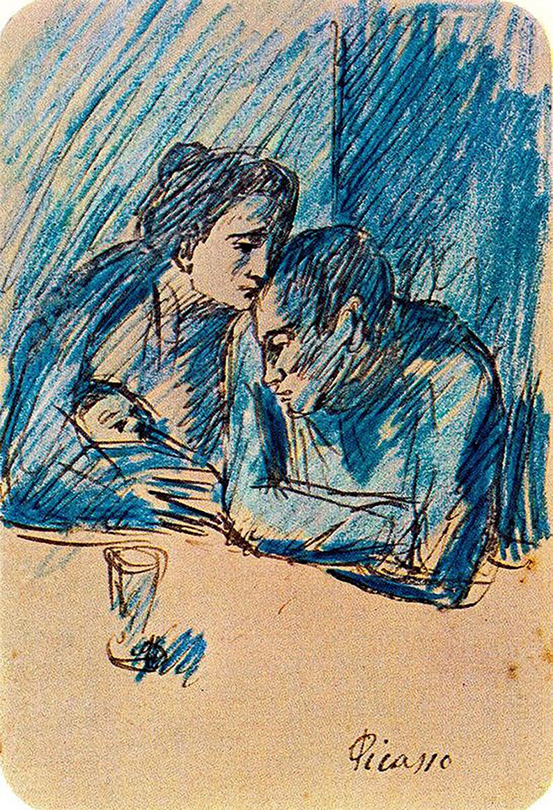 Pablo Picasso - Man & Woman With Child in Café (1903) New Parents ...