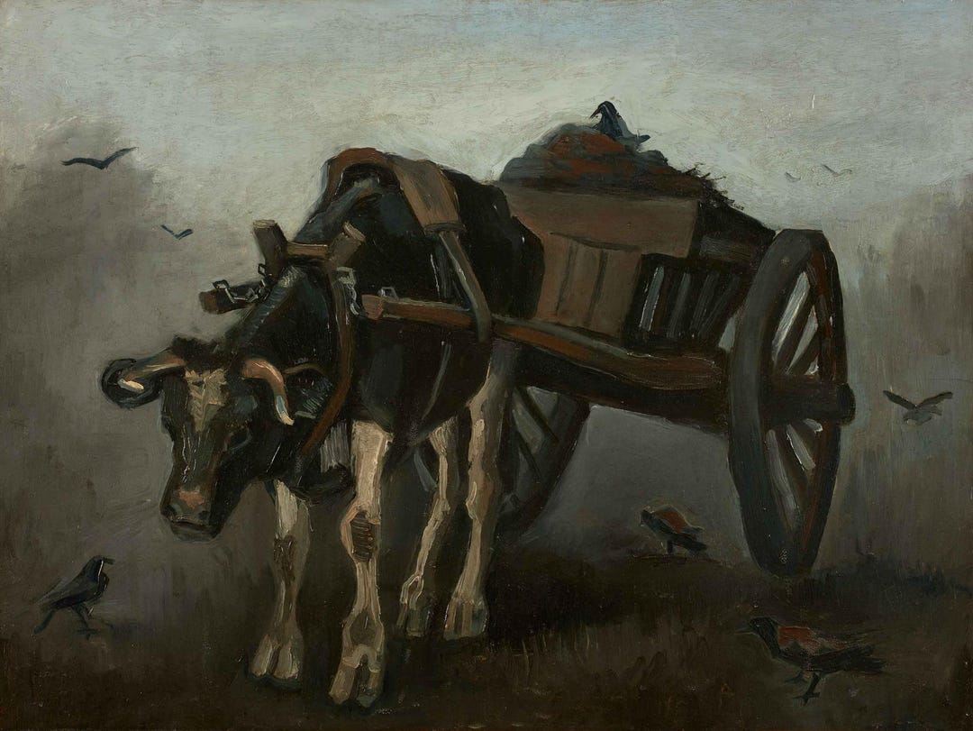 Vincent Van Gogh - Cart With Black Ox (1884) - 17" X 22" Fine Art Print ...
