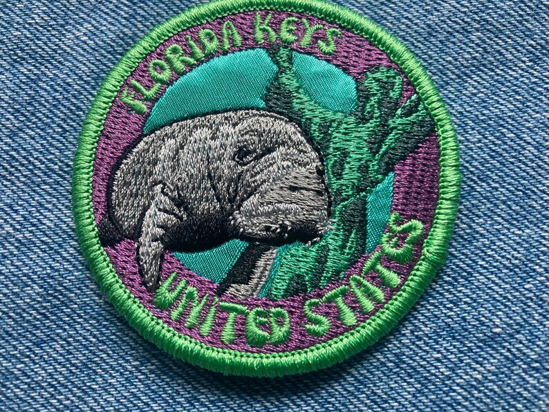 Florida Keys Scuba Diving Patch Colorful Manatee Design - Etsy