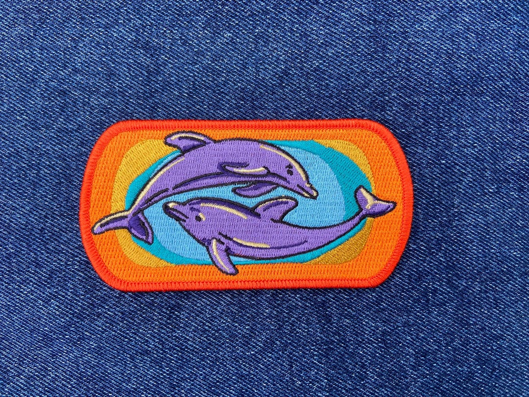 Dolphin Patch - Embroidered Art Patch for Marine Biologists and Scuba ...