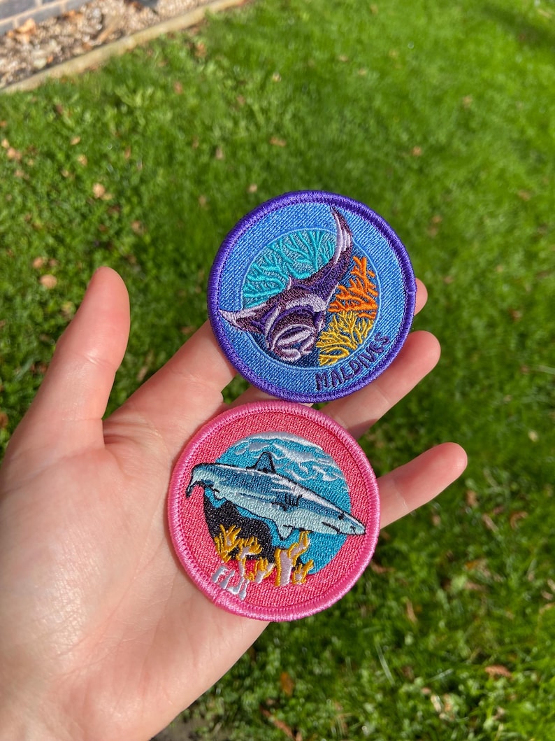 Maldives Scuba Diving Patch - Colorful Manta Ray Design, Iron-on ...