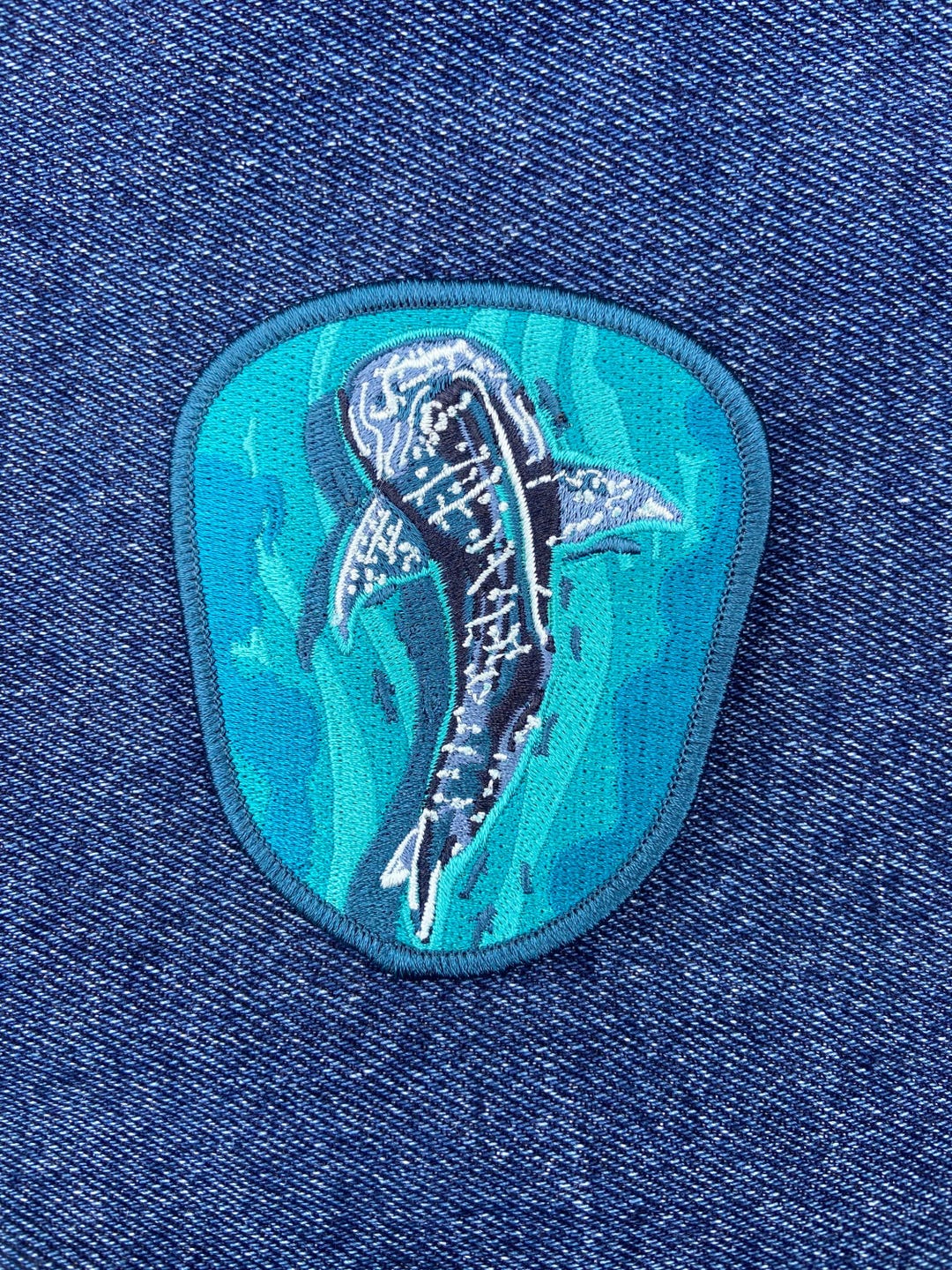 Whale Shark Patch - Embroidered Art Patch for Marine Biologists and Scuba Divers. Stylized Whale ...