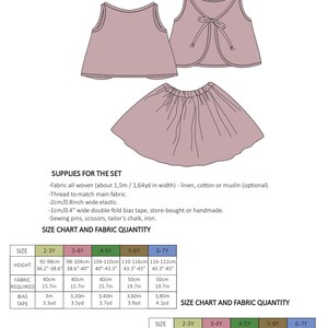 Set of PDF Sewing Patterns GAJA for Tie Back Top and Gathered Skirt for ...