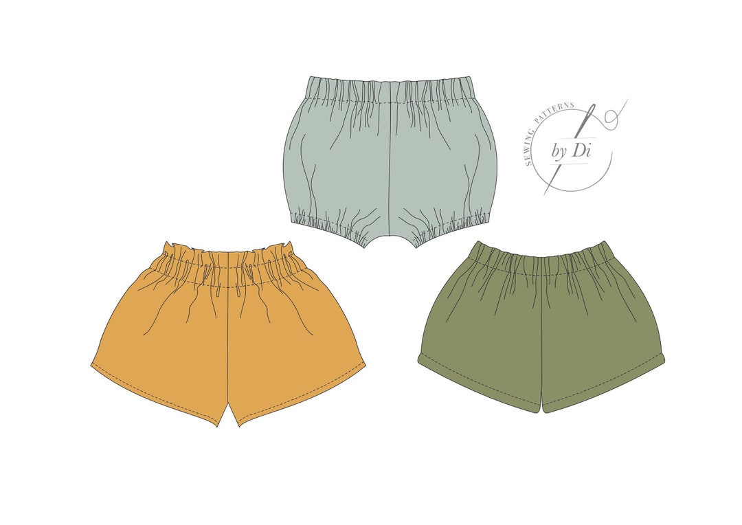 Set of PDF Sewing Patterns for Baby Bloomers, Baby Shorts and Baby ...