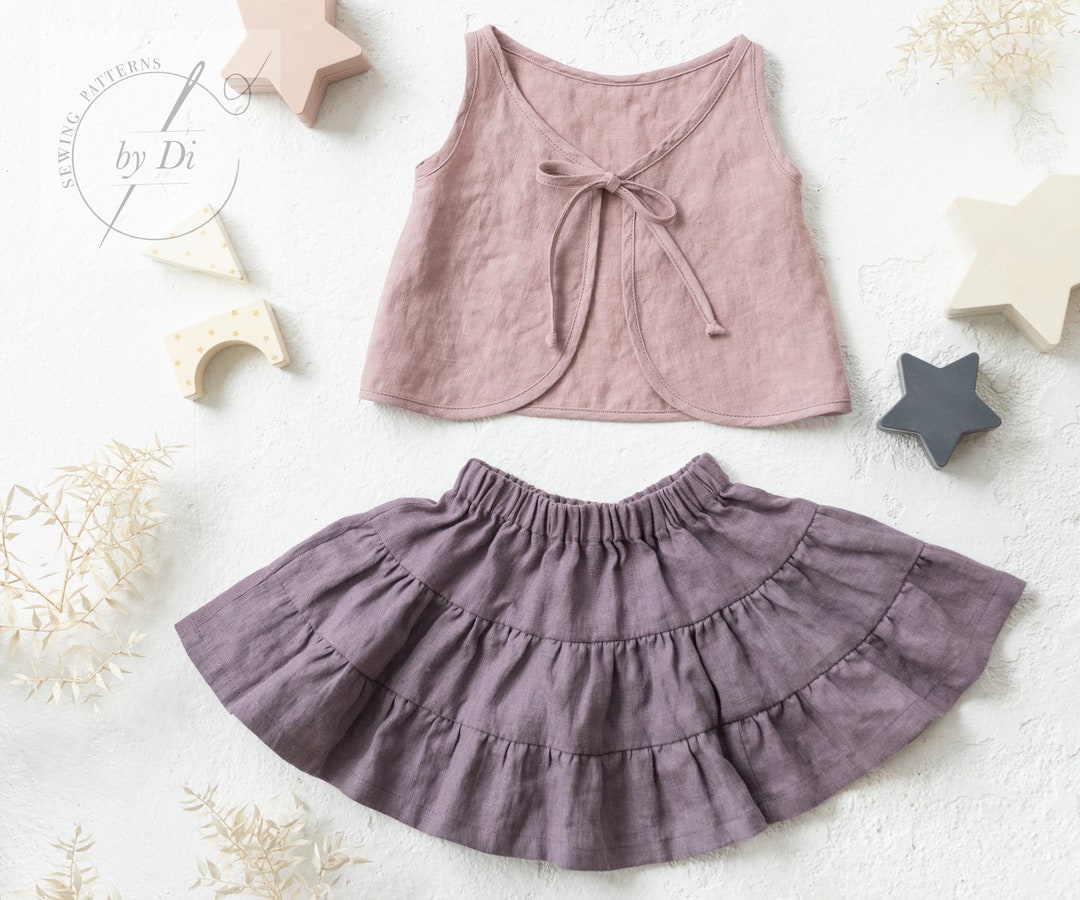 Set of PDF Sewing Patterns for Tie Back Top GAJA and Tiered Skirt MAJA ...